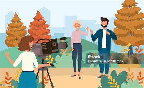 캠코더와 카메라 우먼과 마이크와 여자와 남자 기자 가정용 캠코더에 대한 스톡 벡터 아트 및 기타 이미지 가정용 캠코더 관목 나뭇가지 Istock