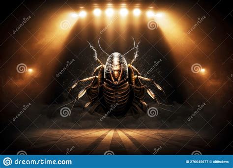 Portrait Of Hissing Cockroach Like A Dancer On Stage Under The Floodlights From Above Stock