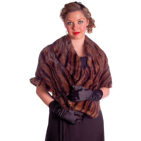 Vintage Stole Kolinsky Mink Fur Gorgeous Bamboo Print Turquoise Lining