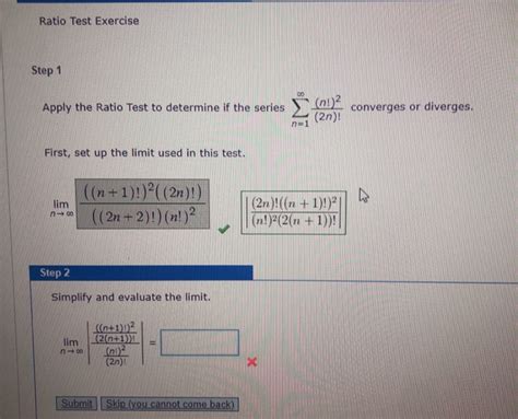 Solved Ratio Test Exercise Step Apply The Ratio Test To Chegg Com