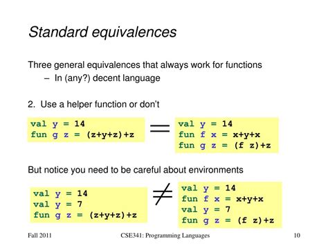 Ppt Cse341 Programming Languages Lecture 13 Equivalence Parametric Polymorphism Powerpoint