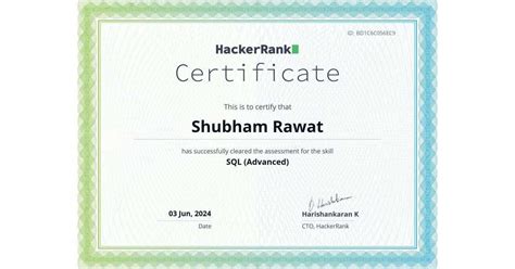 shubham rawat on linkedin hackerrank skill certificate