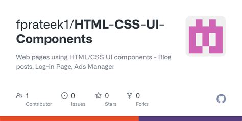 Github Fprateek1html Css Ui Components Web Pages Using Htmlcss Ui