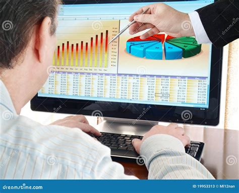 Analysing Data On Computer Stock Image Image Of Discussion Businessteam 19953313