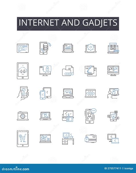 Internet And Gadjets Line Icons Collection World Wide Web Cyberspace