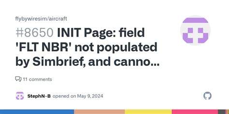 Init Page Field Flt Nbr Not Populated By Simbrief And Cannot Be