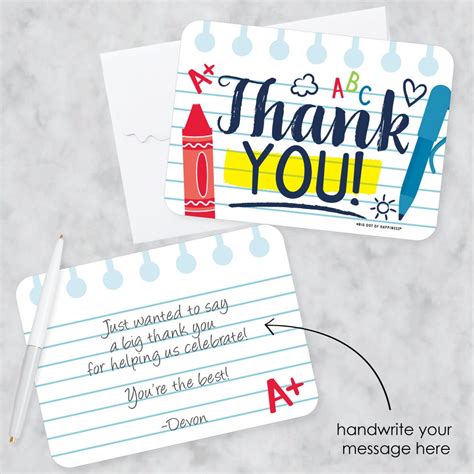 Back To School Shaped Thank You Cards First Day Of School Classroom