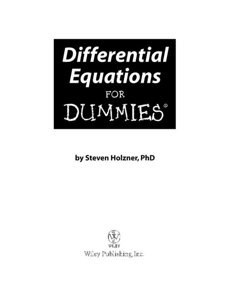 Differential Equations For Dummies Math Solutions Simplified Expert