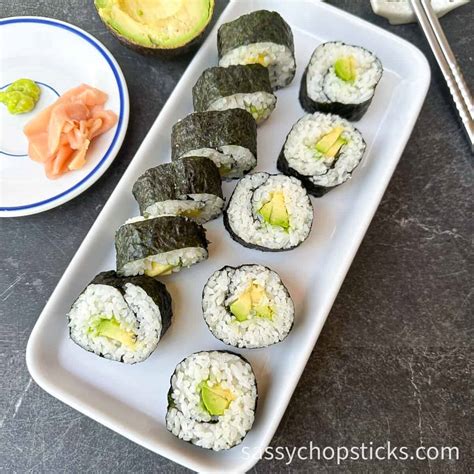 Easy Homemade Avocado Maki Sushi Rolls Vegan Sassy Chopsticks
