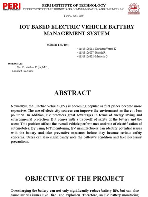Iot Based Electric Vehicle Battery Management System Pdf