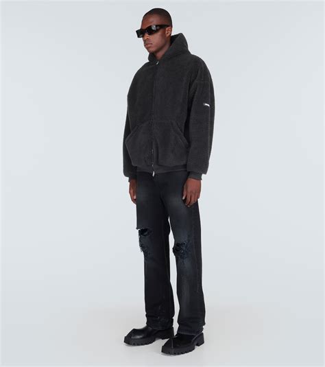 Oversized Fleece Hoodie In Black Balenciaga Mytheresa