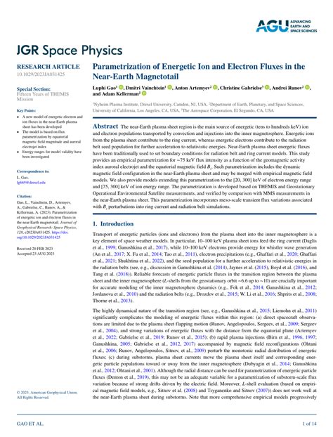 parametrization of energetic ion and electron fluxes in the near‐earth