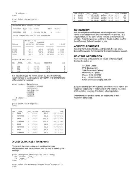 Proc Compare To Validate Datasets Pdf