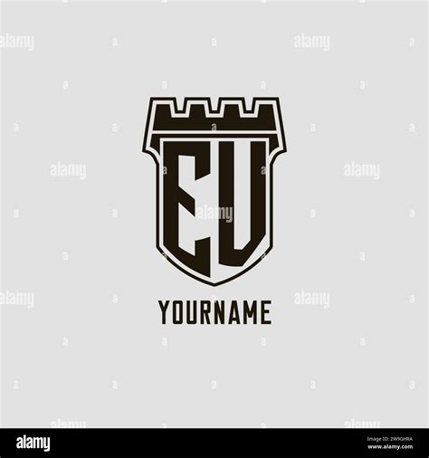 Monogram Ev With Shield Fortress Logo Design Style Vector Graphic Stock Vector Image And Art Alamy