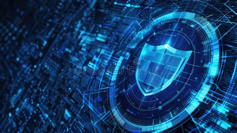 Cyber Shield In Abstract Digital World Dark Data Background Secure Information Theme Of Lock