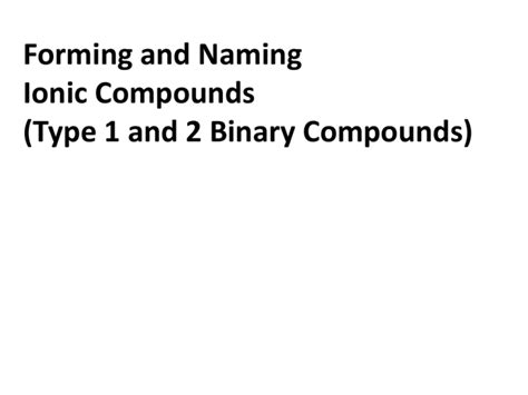 Ionic Compounds Forming Naming Type