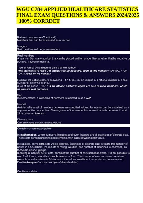 Wgu C784 Applied Healthcare Statistics Final Exam Questions With Answers Latest 2024 2025 100