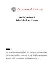 Phys 1152 Lab 3 Motion In One And Two Direction Docx Report For Experiment 3 Motions In One