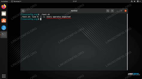 fix unary operator expected error in bash