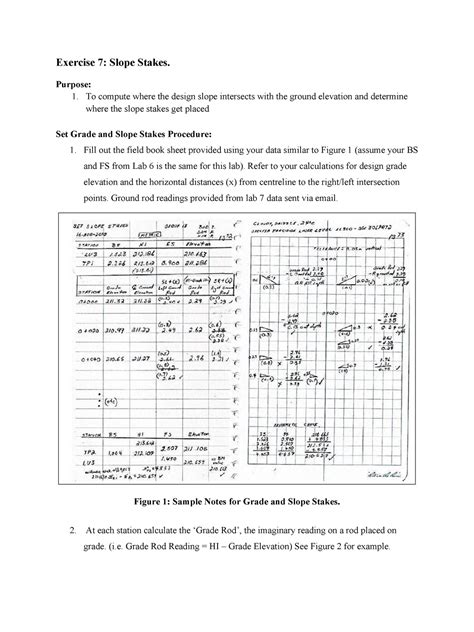 Lab Assignment Exercise Slope Stakes Purpose To Compute Where The Design Slope Studocu