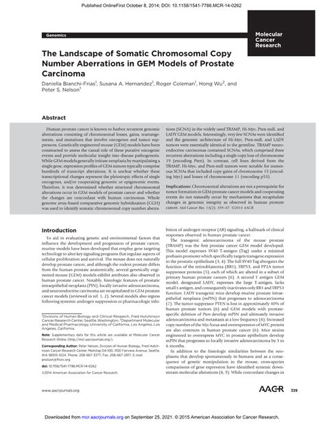 The Landscape Of Somatic Chromosomal Copy Number Aberrations In Gem