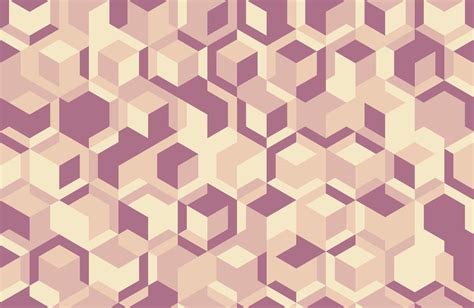 Abstract Geometric Pattern Featuring Interlocking Cubes In Muted Mauve And Beige Tones Creates