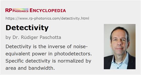 Detectivity Photodetector Specific Detectivity Normalized Active