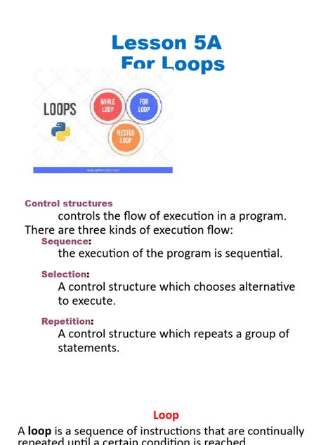 Lesson 5a For Loops Pdf
