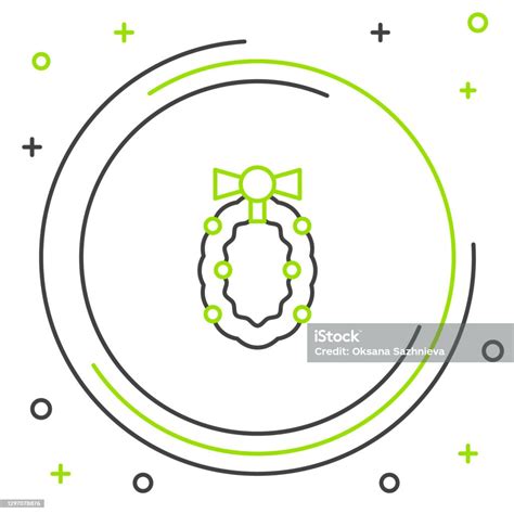 흰색 배경에 고립 된 라인 크리스마스 화환 아이콘 메리 크리스마스와 새해 복 많은 새해 다채로운 개요 개념 벡터 12월에 대한