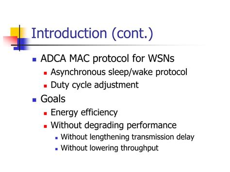 Ppt Adca An Asynchronous Duty Cycle Adjustment Mac Protocol For