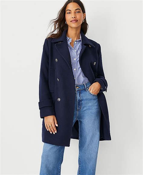Wool Blend Peacoat Blue Coat Outfit Peacoat Womens Peacoat