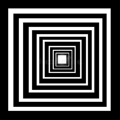 Box Shape 3d Extrude Effect With Black And White Stripes Stock