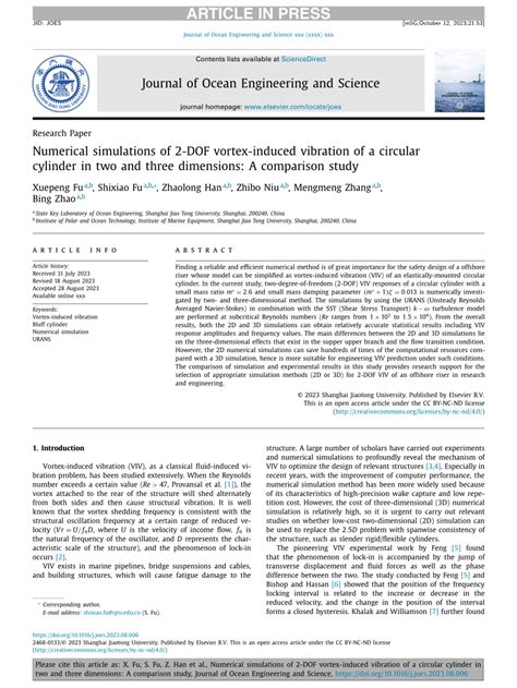 Pdf Numerical Simulations Of 2 Dof Vortex Induced Vibration Of A Circular Cylinder In Two And