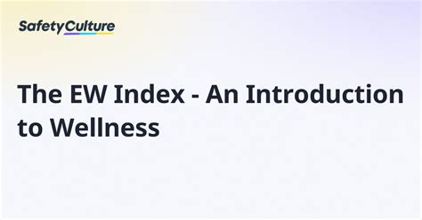 The EW Index - An Introduction to Wellness | Free Course