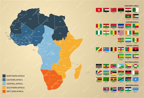 Mapa Que Representa Las Banderas De Los Países Africanos Vector Premium