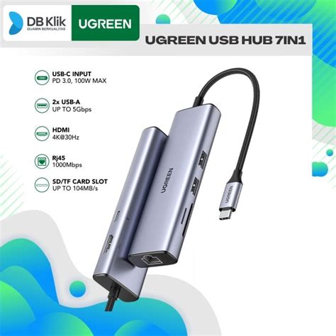 Jual Usb Hub 7in1 Ugreen Usb C To Usb 3 0 2 Usb C Hdmi Rj45 Sd Tf
