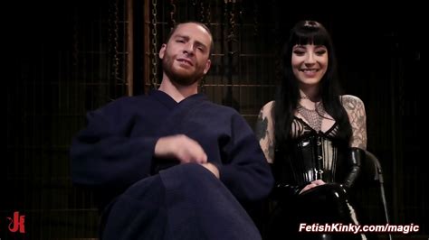 Vicious Tattooed Femdom Torments Bound Man