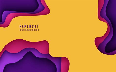 Multi Colored Abstract Yellow Pink Purple Colorful Wavy Papercut Overlap Layers Background
