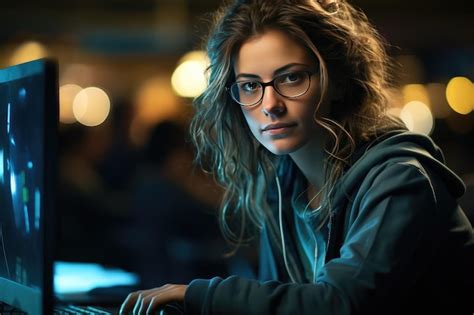 Premium Photo Portrait Of A Programmer In The Modern Computer World