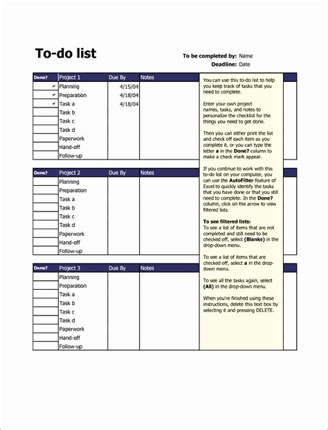 To Do List Excel Template Excel Templates