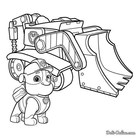 Раскраска Бульдозер из Щенячьего патруля распечатать раскраски для детей