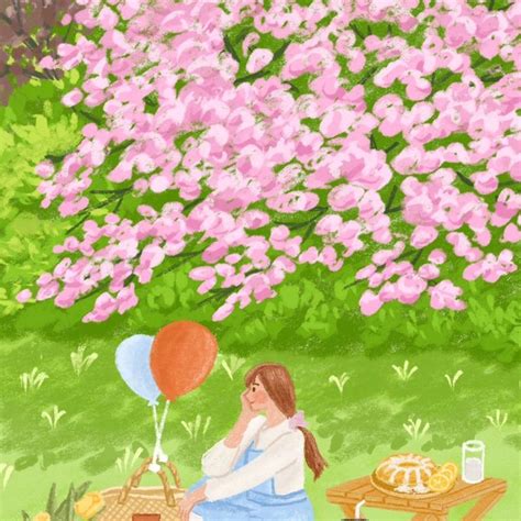 이로일러스트레이터 On Instagram 이제 조금만 기다려봐 요~리사 ㅋㅋ 🌸 벚꽃 벚꽃드로잉 홍매화 감성그림 오일파스텔 파스텔그림