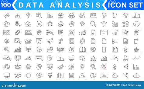 Data Analysis Line Icons Set Analytics Server Mining Data Filter