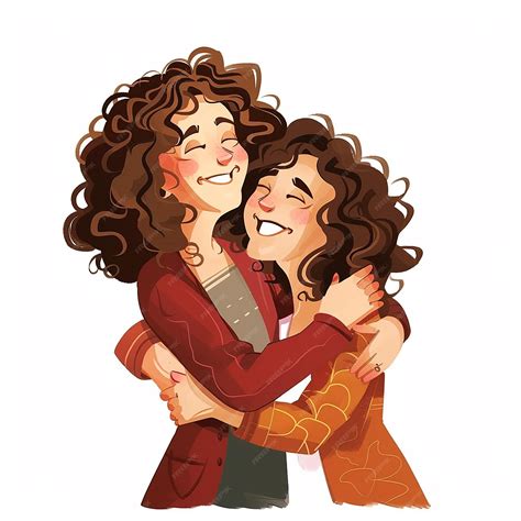 Mother And Daughter Cartoon Image Isolated On White Background