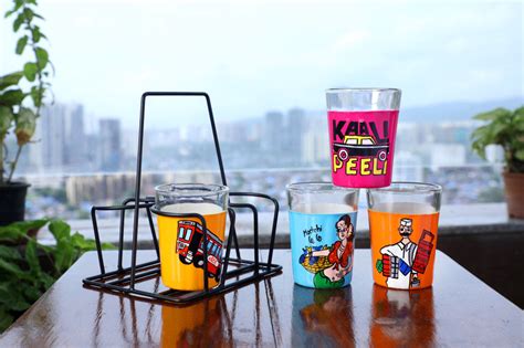 Amchi Mumbai Cutting Chai Tea Tapri Glasses Set Of 4 And 6 Praagneek