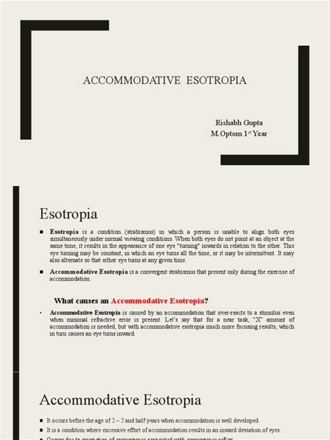 Accommodative Esotropia Causes Types And Treatment Pdf Senses Vision