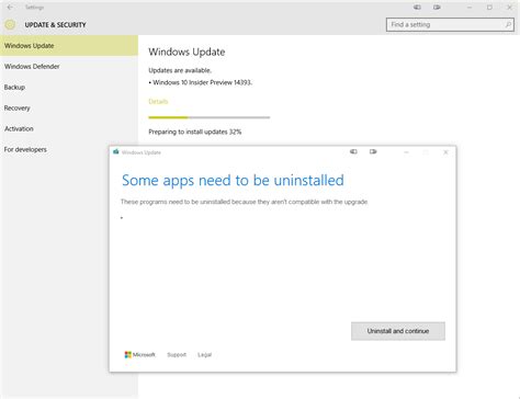 Anniversary Update Fails Due To Non Existant Incompatible App Rwindows10