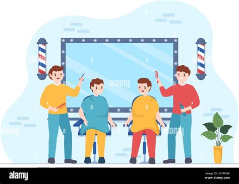Barber Shop For Male Or Female Clients Haircut With Mirrors Desk And