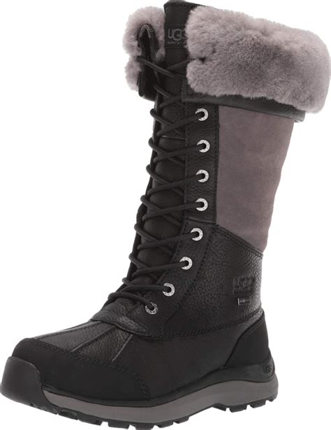 Ugg Womens W Adirondack Boot Tall Iii Snow Black 6 M Us