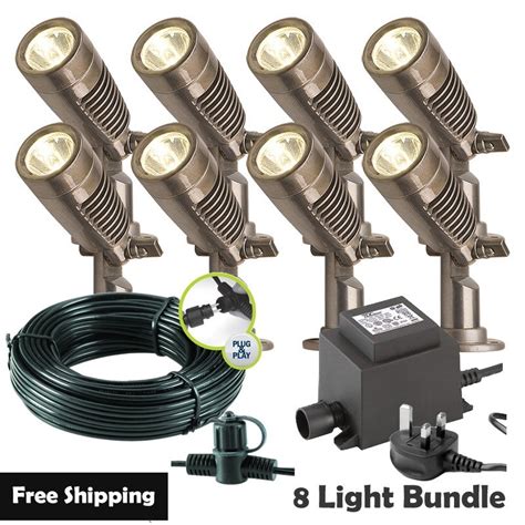 Techmar Minus Plug And Play Led Garden Spotlight Bundle 8 Light Kit